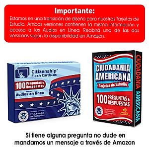 US Citizenship Flash Cards 2025: Study Guide: Ciudadania Americana Spanish and English. Flash Cards incluye Audios Online. USCIS 100 Preguntas y respuestas