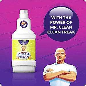 Swiffer Wetjet Hardwood Mopping Cleaning Solution Refills All Purpose Cleaning Product with The Power Mr. Clean 2Count 1.25 L Each, Lemon, 84.4 Fl Oz (Packaging May Vary)