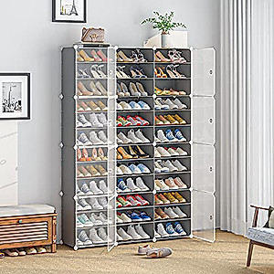 VIPZONE Shoe Rack Organizer Shoe Organizer Shoe Storage Cabinet Narrow Standing Stackable Space Saver Shoe Rack,72 Pairs, Grey
