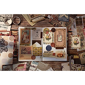 Yoption 346pcs Vintage Scrapbooking Supplies Kit, Aesthetic Scrapbook Kit for Bullet Journal Supplies with Scrapbooking Stickers, Stationery, A6 Grid Notebook, DIY Craft Gift for Teen Women