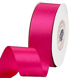 VATIN Solid Color Double Faced Hot Pink Satin Ribbon 1-1/2" Wide 50-Yards Long Perfect for Wedding Decor, Crafts, Bow Making, Sewing, Gift Package Wrapping and Other Projects
