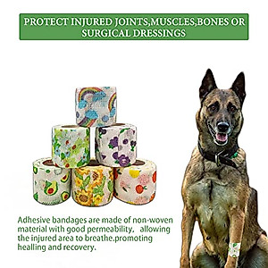 JVNZAM Vet Tape wrap, wrap Bandage 2 inch 12 Rolls,Cute Colorful Fruit Self Adhesive Bandage Wrap, Paw Bandages for Dog Cat Horse Pet Animals Wounds for Wrist Healing Ankle