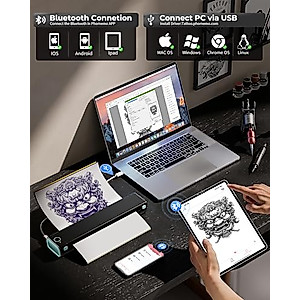 Itari M08F Tattoo Stencil Printer - Tattoo Transfer Machine Thermal Copier with 10pcs Transfer Paper, Bluetooth Stencil Printer for Tattooing, Henna Tattoo Machine Kits Compatible with Phone Ipad & PC
