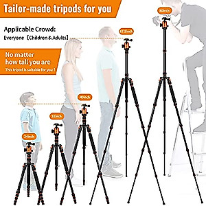 VICTIV 80" Camera Tripod, DSLR Tripod for Travel, Aluminum Heavy Duty Tripod Stand with 360° Ball Head, Camera Tripods & Monopods with Carry Bag, Professional Tripod for Canon Nikon -AT40 Orange