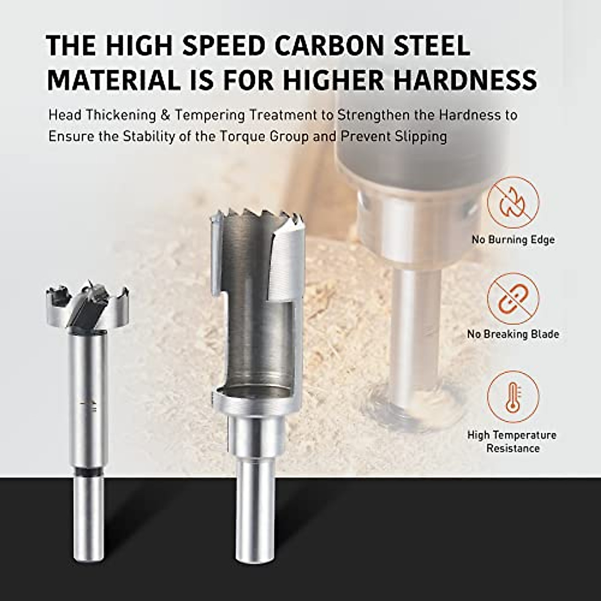 Anfrere 1" Wood Plug Cutter and Forstner Bit for Wood Cutting Tool Cork Drill Bit Knife, 3/8" Round Shank Carbon Steel Taper Tapered Cutting Tool Cork Drill Bit Knifes, WCB-A3