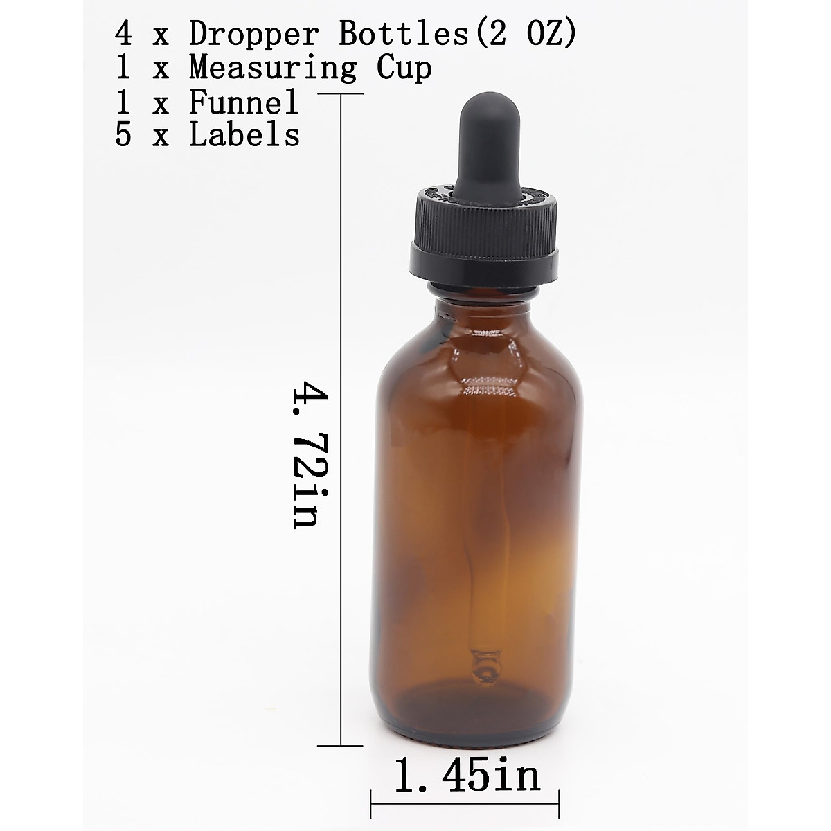 Toaazhy 4 pack,amber glass dropper bottles 2 oz,60 ml dark empty tincture bottles with dropper,alcohol,hair oil bottle,perfume,essentia,small,eye,droppers for oils,medicine,pipette,drip drop,travel
