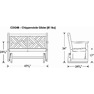 POLYWOOD CDG48BL Chippendale Glider, Black
