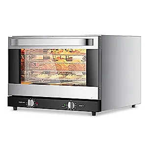 Pokytcox, 21L/23Qt Countertop Convection Oven, Commercial Toaster, 1440W Efficiency Heat,120V, Stainless Steel, Silver,3 Racks