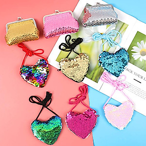 Little Girl Crossbody Bag,Glitter Crossbody Purse Messenger Bag Hand Bag Toddler Kids Purse with Sparkly Crown Hair Clip,Pink and Purple