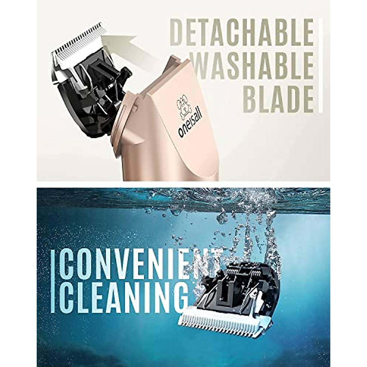 oneisall Dog Shaver Clippers Low Noise Rechargeable Cordless Electric Quiet Hair Clippers Set for Dogs Cats Pets