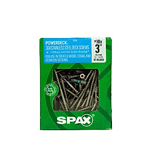 SPAX #10 x 3 Exterior Trim Head Stainless Steel Wood Deck Screws POWERDECK Torx T-Star Plus (330 EA) 5 LB Bit Included Double Thread Rust Resistant