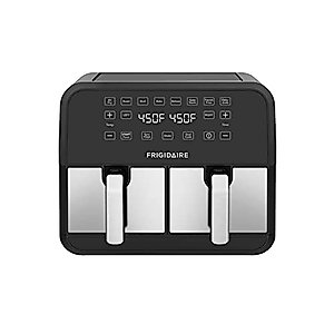 FRIGIDAIRE 8 QT DUAL zone 2-drawer Digital Air Fryer, Black/Stainless