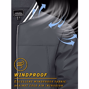 TACVASEN Varsity Jacket Men Men's Jackets With Inside Pockets Men's Lightweight Flight Bomber Jackets Men's Bomber Jackets Windbreaker Spring