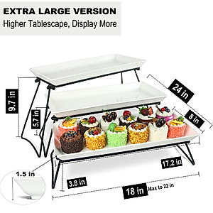 Czlizdyt Extra Large 3 Tier Serving Tray Set, 24x22x9.7 inch Cupcake Fruit Cookie Dessert Table Display Stands Melamine Tiered Serving Platters Food Trays for Party Buffet Entertaining, White