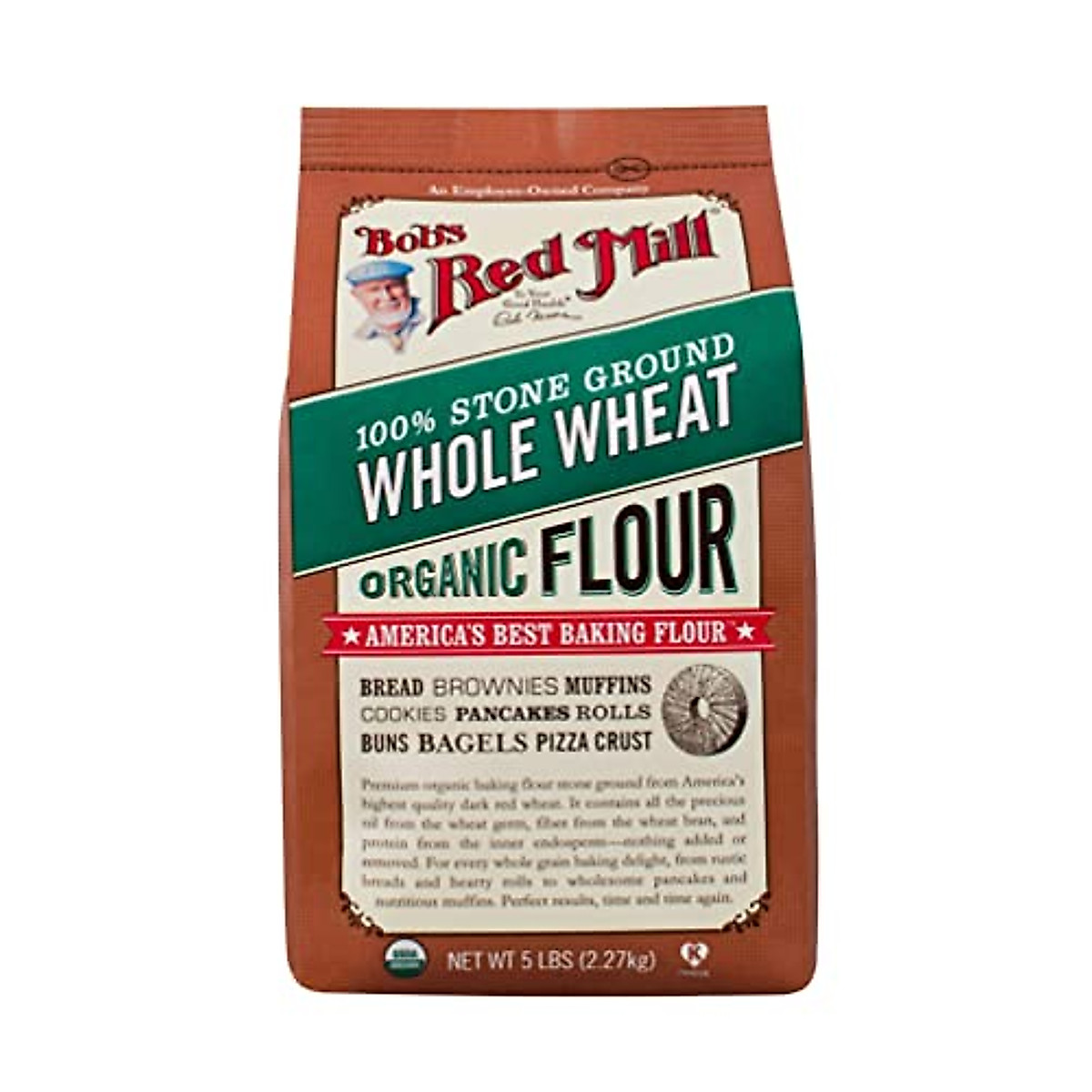 Bob's Red Mill, Organic Flour, Whole Wheat, 5 lb