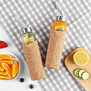 GoldArea 6 Pack Glass Water Bottles with Sleeves, 16 oz Glass Bottles with Stainless Steel Caps, Reusable Sport Water Bottles, Juice Containers with Lids for Fridge, Leakproof Bottles for Beverage