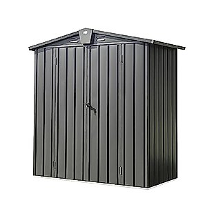 Outdoor Storage Shed 5.7x3 FT,Metal Outside Sheds&Outdoor Storage Galvanized Steel,Tool Shed with Lockable Double Door for Patio,Backyard,Garden,Lawn (5.7x3ft, Black)