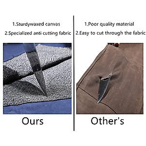 Denifiter Chef's Knife Bag With 5 Slots, Wax Canvas Knife roll with Professional Anti Cutting Fabric Inside (Blue-One)