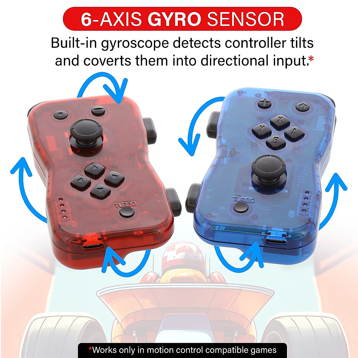 Nyko Dualies Controller Set for Nintendo Switch - Red/Blue: Comfortable, Responsive, and Precise Wireless Gaming with Motion Control, USB C Charge Cable. Joycon Alternative