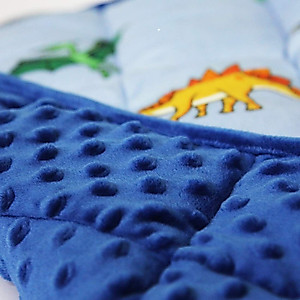 MAXTID Weighted Lap Pad for Kids 5 Pound Travel Size Mini Weighted Lap Blanket Blue Dinosaur 16"x22" for Kids Boys Sensory Gifts