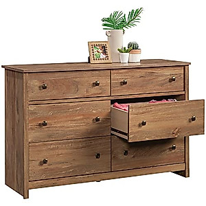 Sauder River Ranch 6-Drawer Bedroom Dresser Sindoori Mango, Sindoori Mango Finish