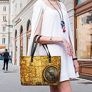 Womens Handbag Compass Leather Tote Bag Top Handle Satchel Bags For Lady