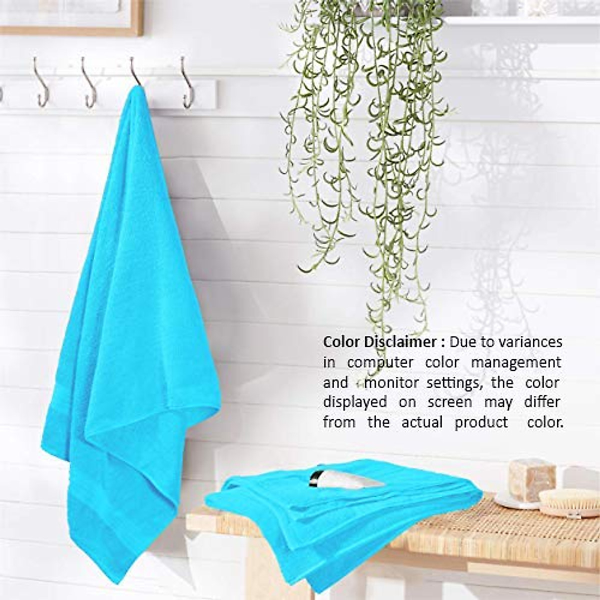 GLAMBURG Premium Cotton 4 Pack Bath Towel Set - 100% Pure Cotton - 4 Bath Towels 27x54 - Ideal for Everyday use - Ultra Soft & Highly Absorbent - Turquoise Blue