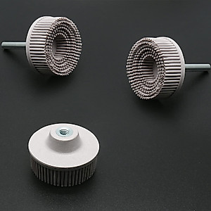 Jersvimc 2Pcs 120 Grit White Bristle Disc Attachment, 2 Inch Abrasive Bristle Disc Gasket Removal Disc with 1/4 Shank Coating Removal Disc for Rotary Tool