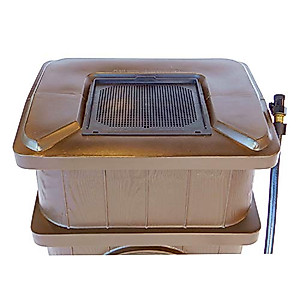 FCMP Outdoor Wood Grain 45-Gallon Rain Barrel - Water Rain Catcher Barrel with Flat Back for Watering Outdoor Plants, Gardens, and Landscapes, Brown