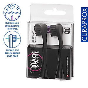Curaprox Hydrosonic Black is White Activated Charcoal Electric Toothbrush Replacement Heads (2 Pack)