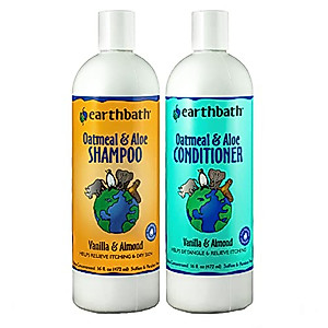 Earthbath Oatmeal & Aloe Shampoo & Conditioner Pet Grooming Set - Itchy, Dry Skin Relief, Made in USA - Vanilla & Almond, 16 oz