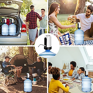 Ausxaron 2 Pcs 5 Gallon Water Dispenser Jug Pump, Water Dispenser for 5 Gallon Bottle, USB Charging Portable Electric Automatic Drinking Water Pump for Home Camping Office Universal 2-5 Gallon - White