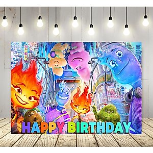 Elemental Backdrop for Birthday Party Supplies 5x3ft Color Elemental Theme Baby Shower Banner for Birthday Party Cake Table Decoration