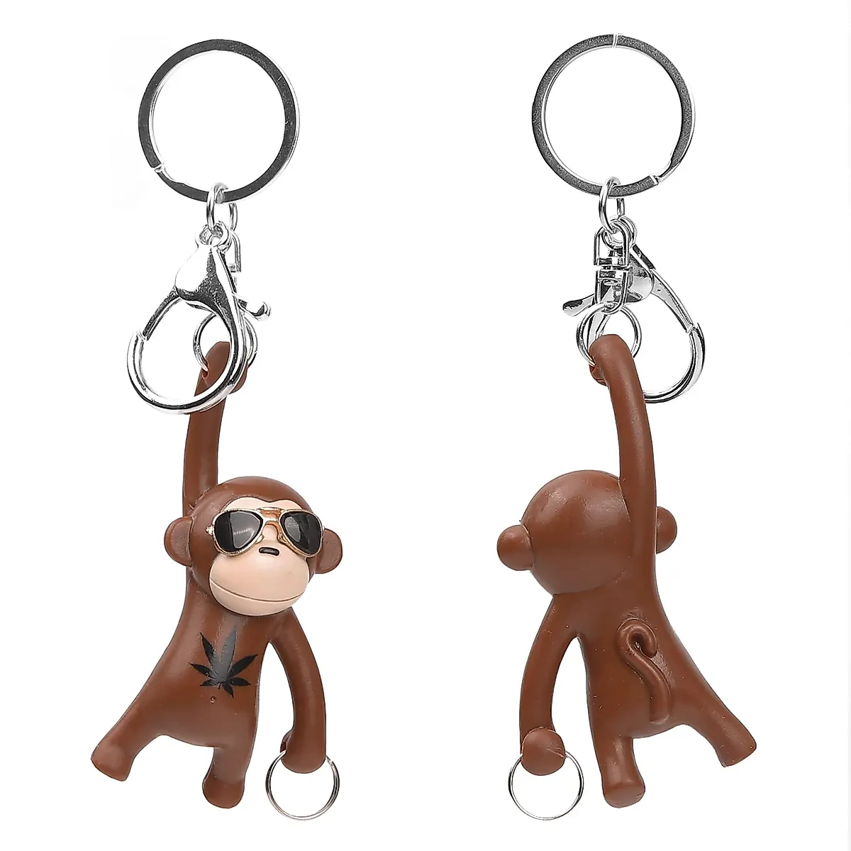 YGMONER Cool Monkey Banana Keychains Car Keys Holder Backpack Pendant Charm (Brown)