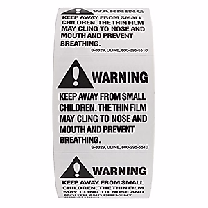 ULINE S-8329 500-Count 2x2-inch Bulk Packaged Suffocation Warning Labels for Child Safety