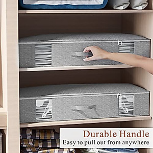 COVAODQ Under Bed Storage Containers Storage Bins Organizers for Clothes Comforters Blankets Pillows Duvets Large Capacity with Clear Window, 2 Pack