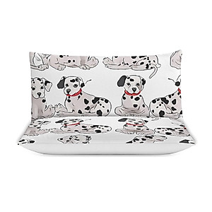 HotcoS Cute Dalmatian Comforter Set Queen 3 Pieces Bedding Set Lightweight Soft Bedding Comforter Sets for All Season with 1 Duvet Cover 90"x90" 2 Pillow Shams 30'' X 20''
