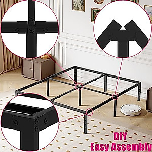 MGNO 18 Inch California King Bed Frame-Metal Platform Bed Frame,Simple and Atmospheric California King Size Bed Frame,Storage Space Under The Bed,No Box Spring Needed,Black