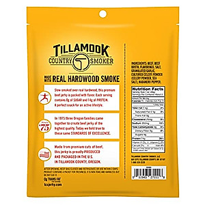 Tillamook Country Smoker Keto Friendly Zero Sugar Beef Jerky, Hot & Spicy, 2.2 Ounce
