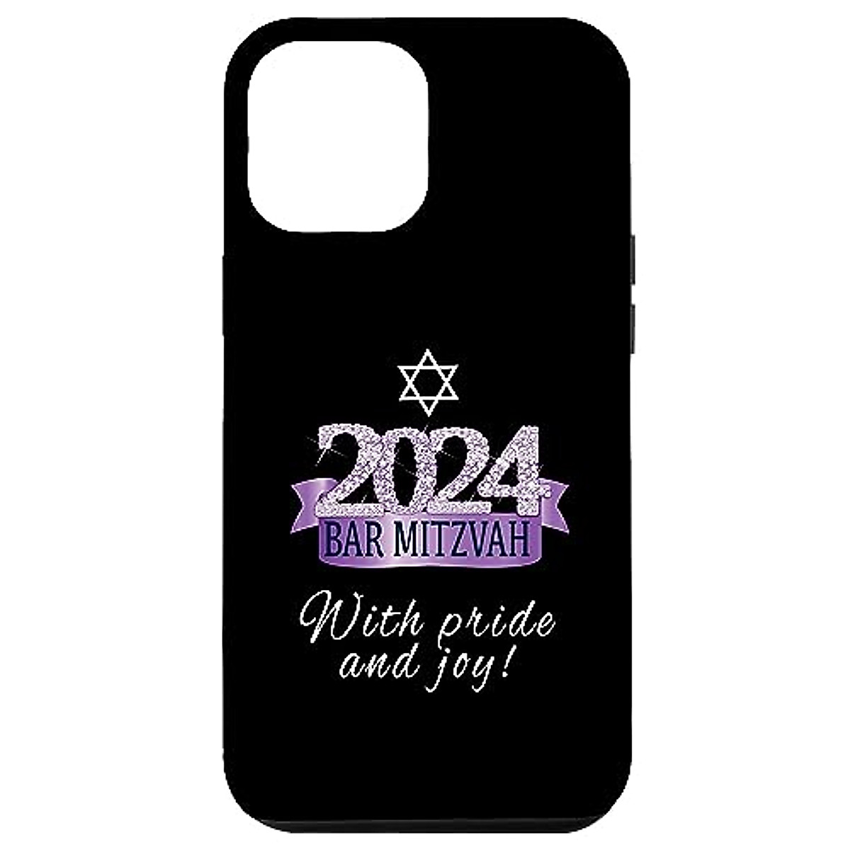 iPhone 14 Pro Max Bar Mitzvah 2024 I With Pride & Joy I Purple Banner Decor Case