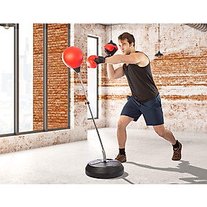 Punching Bag with Stand, Boxing Bag for Teens & Adults - Height Adjustable - Speed Bag for Training, Boxing Equipment, Stress Relief & Fitness