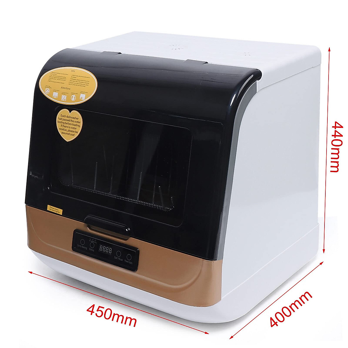 Countertop Dishwasher, Portable Dishwashers with 6 L Built-in Water Tank & Inlet Hose, 4 Washing Programs, 2 Drying Modes, 360° Spray, Dishwasher for Apartments, RVs, Small Apartments