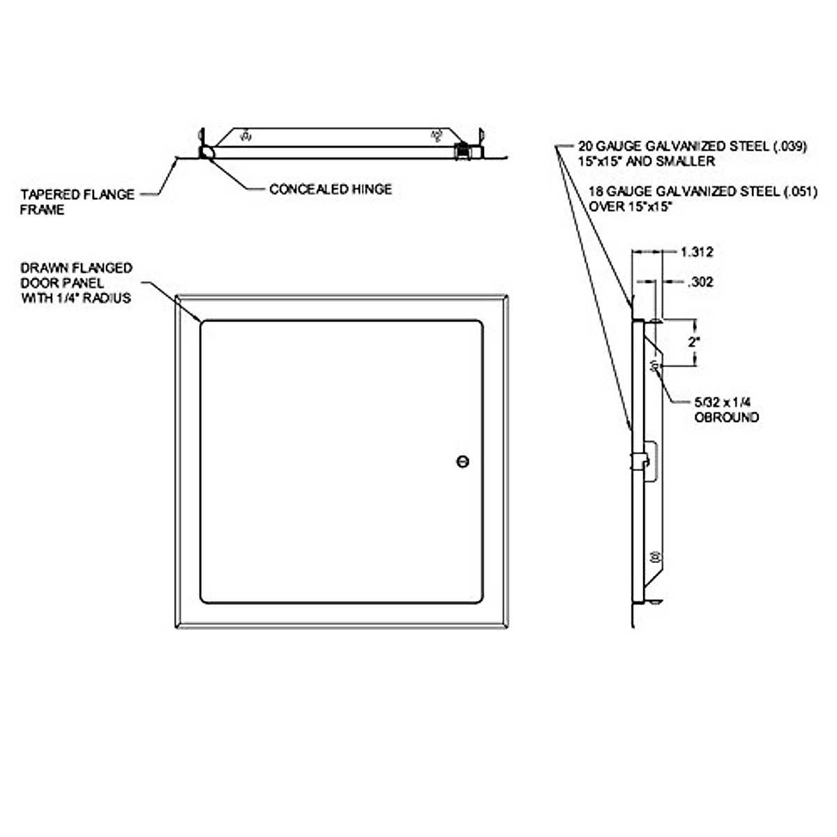 Acudor UF-5500 Universal Flush Access Door 24-3/8 Inch x 24-3/8 Inch, White