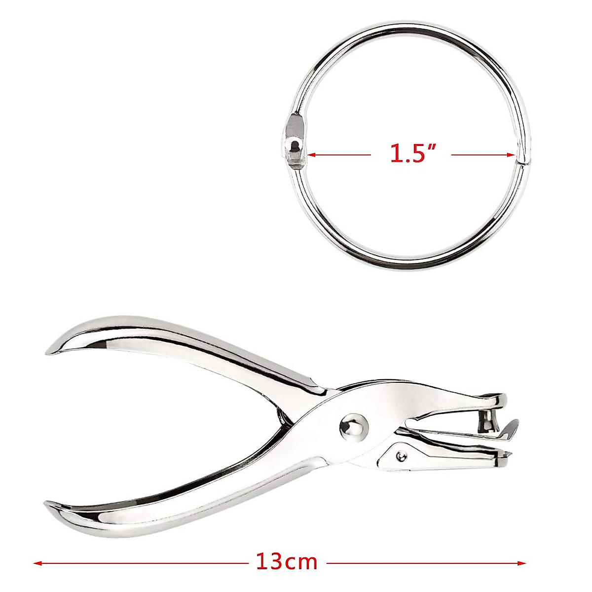 Neworkg 30 Pcs Book Rings, Loose Leaf Rings(1.5 inch), Nickel Plated Steel Binder Rings with a Metal Hole Puncher