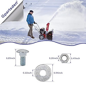 Gpartsden 6PK 710-0451 712-04063 Skid Shoe Bolts Nuts and Washers Kit for MTD Cub Cadet Yardman 784-5580 736-0242 712-04063 GW-37002 Snow Blower