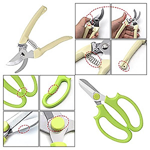Sunnyac Garden Pruning Shears Scissors, 2 Pack Gardening Tools Hand Pruners, Floral Secateurs, Tree Trimmer, Clippers for Cutting Flowers and Plants, Trimming Branches, Bonsai, Fruits Picking (Color1)