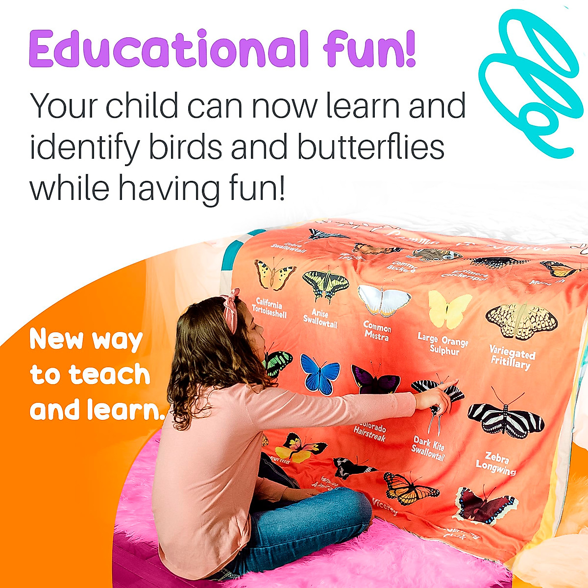 Birdy Boutique - Double Sided Learning Blanket® - Yoga and Game - Cozy Soft Minky - Great for Early Readers, Homeschoolers, PreK, Kindergarten - 50" X 60"