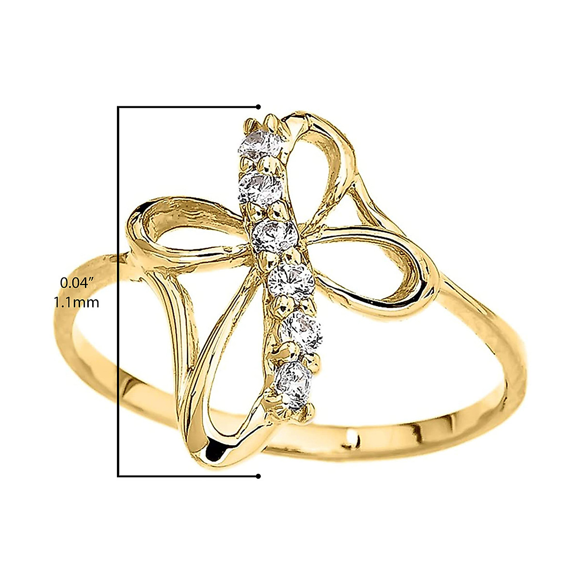 10K Yellow Gold Cubic Zirconia Infinity Loop Cross Bypass Ring - Size 10