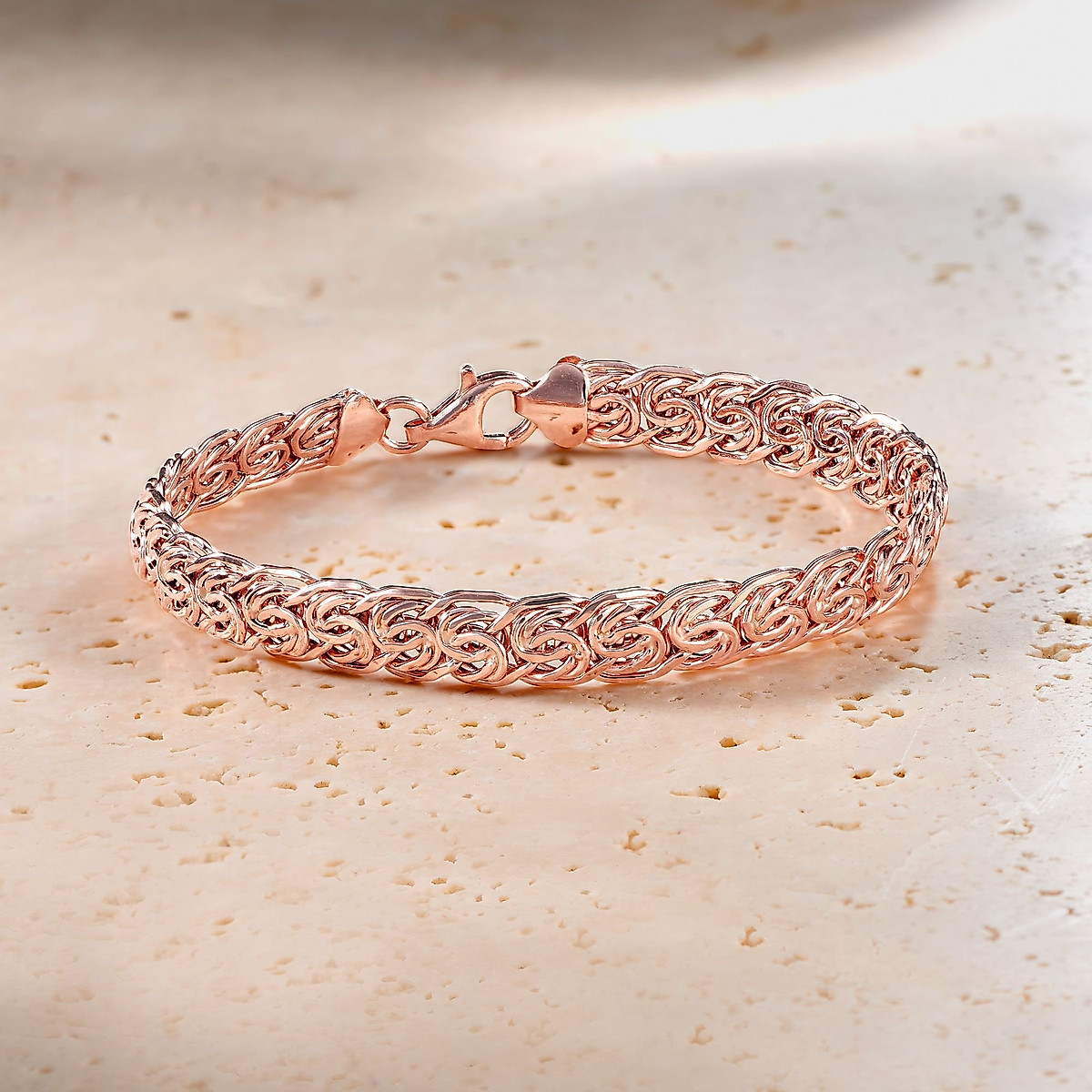 Ross-Simons 14kt Rose Gold Flat Byzantine Bracelet. 7 inches