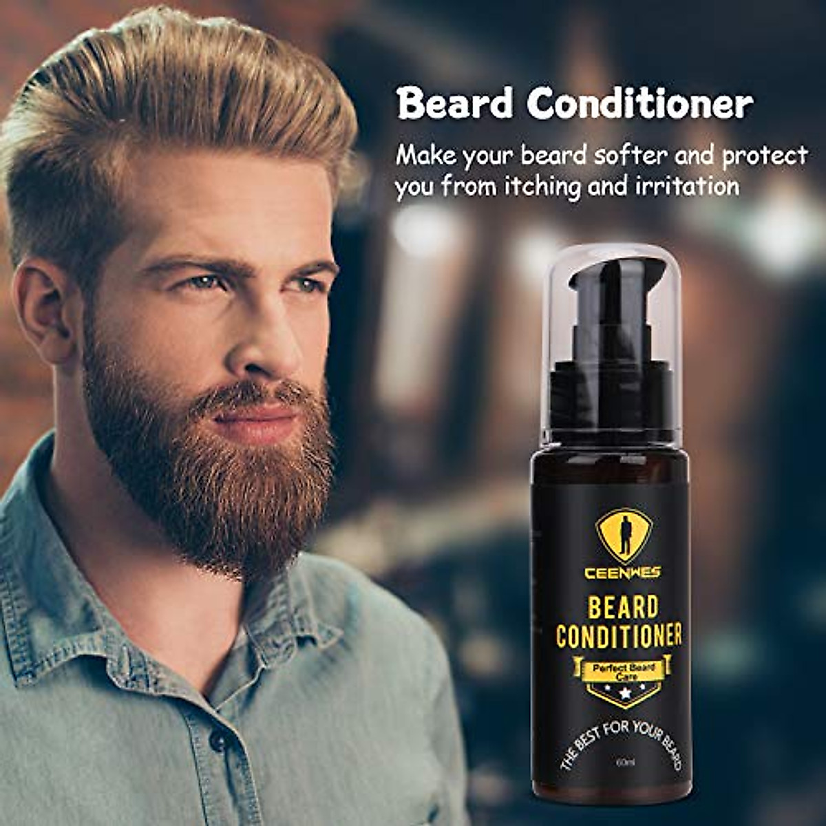 Ceenwes Upgraded Beard Grooming Kit with Beard Conditioner ,Beard Oil, Beard Brush, Beard Comb, Beard Balm, Beard Shampoo, Beard & Mustache Scissors Storage Bag, Beard Growth & Trimming Kit for Men Care Perfect Christmas Gifts for Dad/Boyfriend